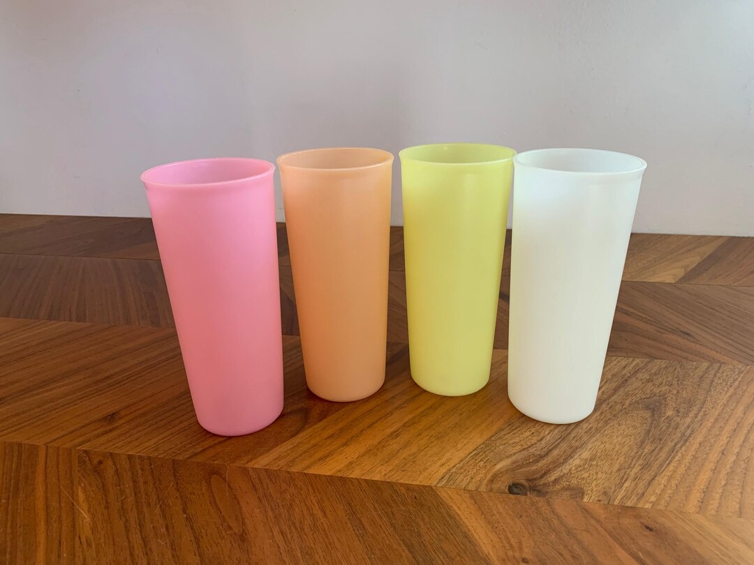 Vintage Tall Tupperware Tumblers / Set of 4 Highball Plastic Cups ...