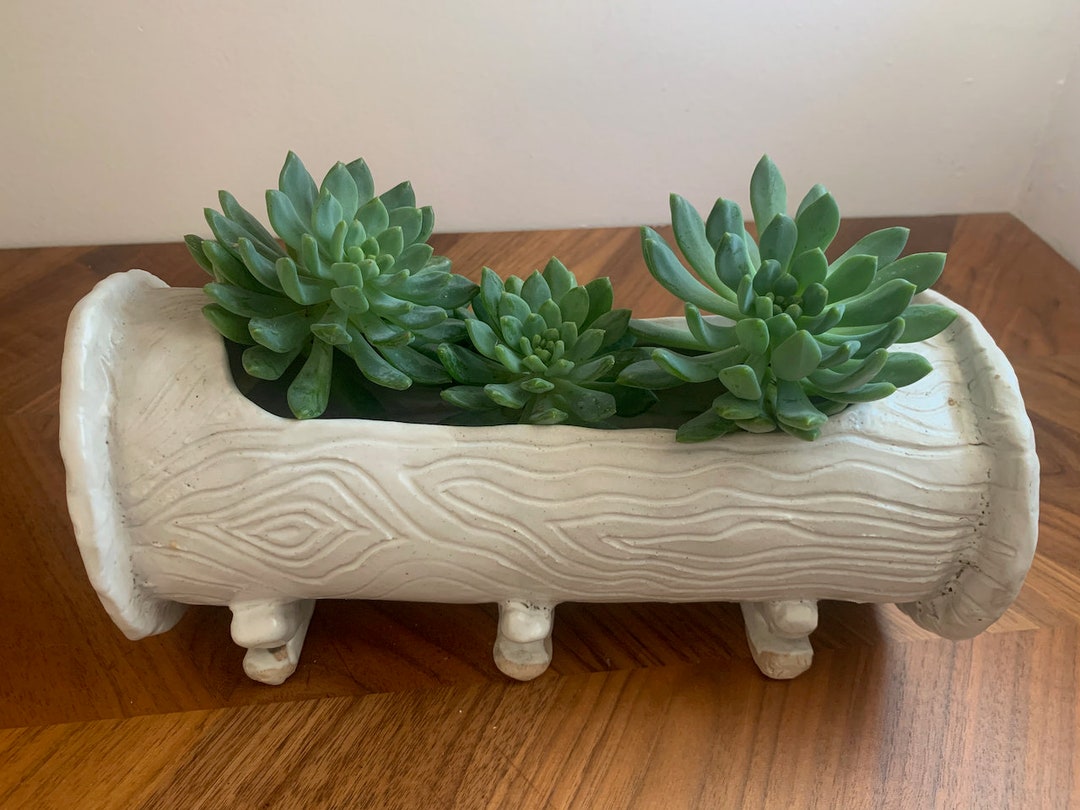 Handmade White Ceramic Log Planter / Succulent Pot / Faux Bois - Etsy