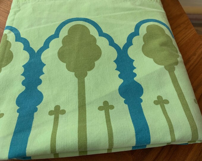 MCM Kismet by Sears Queen Flat or Top Sheet / Mint Green With Blue ...