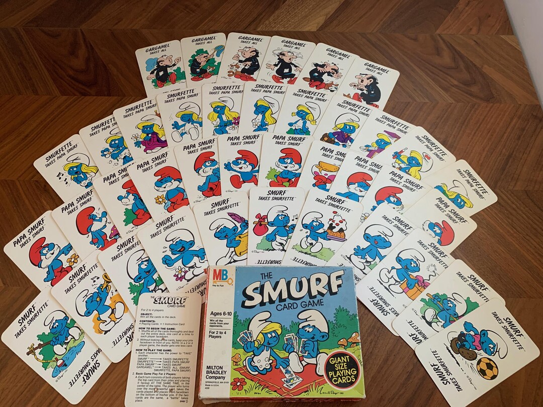 1982 Complete Vintage the Smurf Card Game Milton Bradley 39 Cards & 1 ...