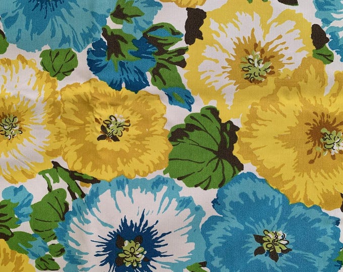 2.4 Yards 70s Mod Floral Screenprint Rubberized Canvas Fabric / Vintage ...