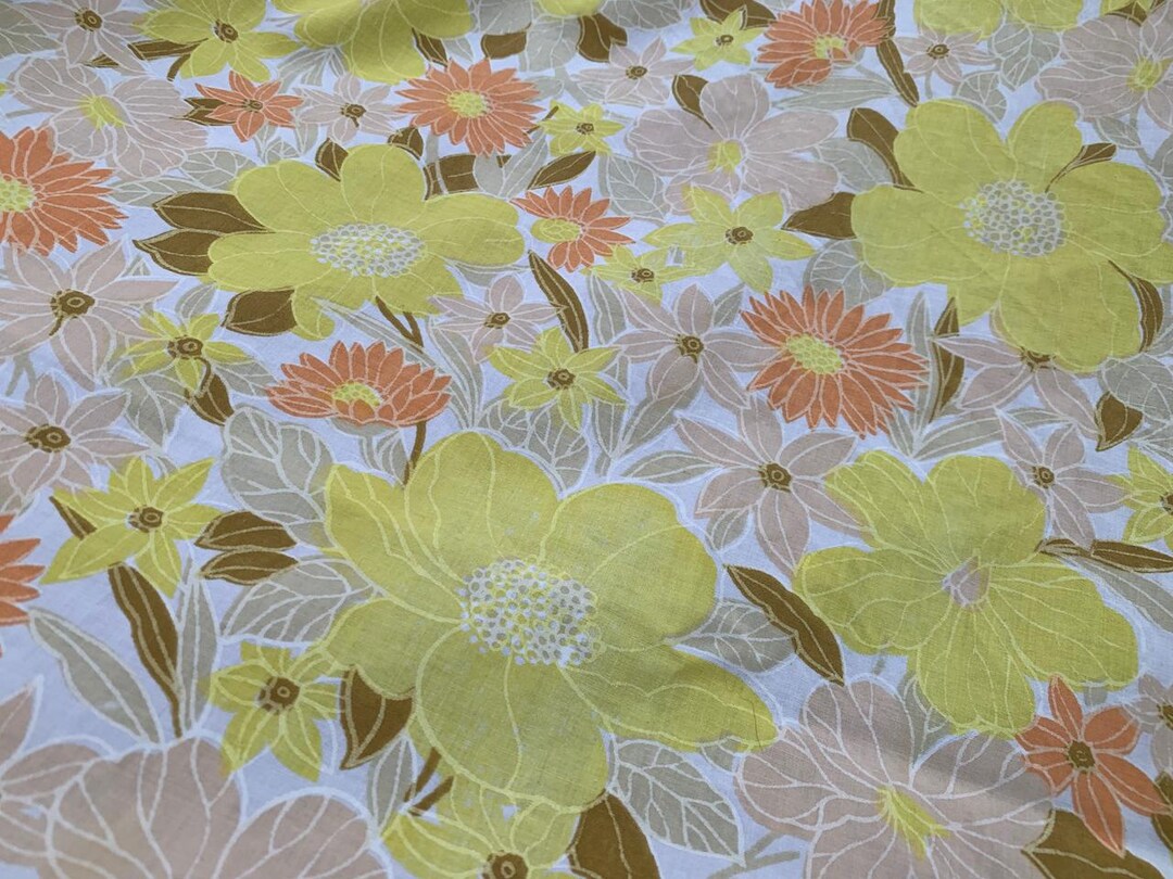 1970s MCM Yellow Floral Full Flat Sheet: Vintage Springmaid French ...