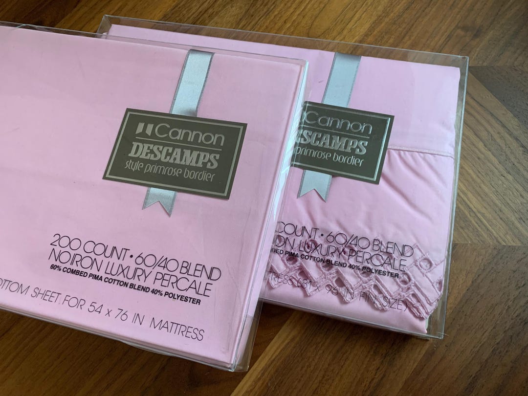 70s 80s Rose Pink Cannon Descamps Sheets / Full or Double Flat and ...