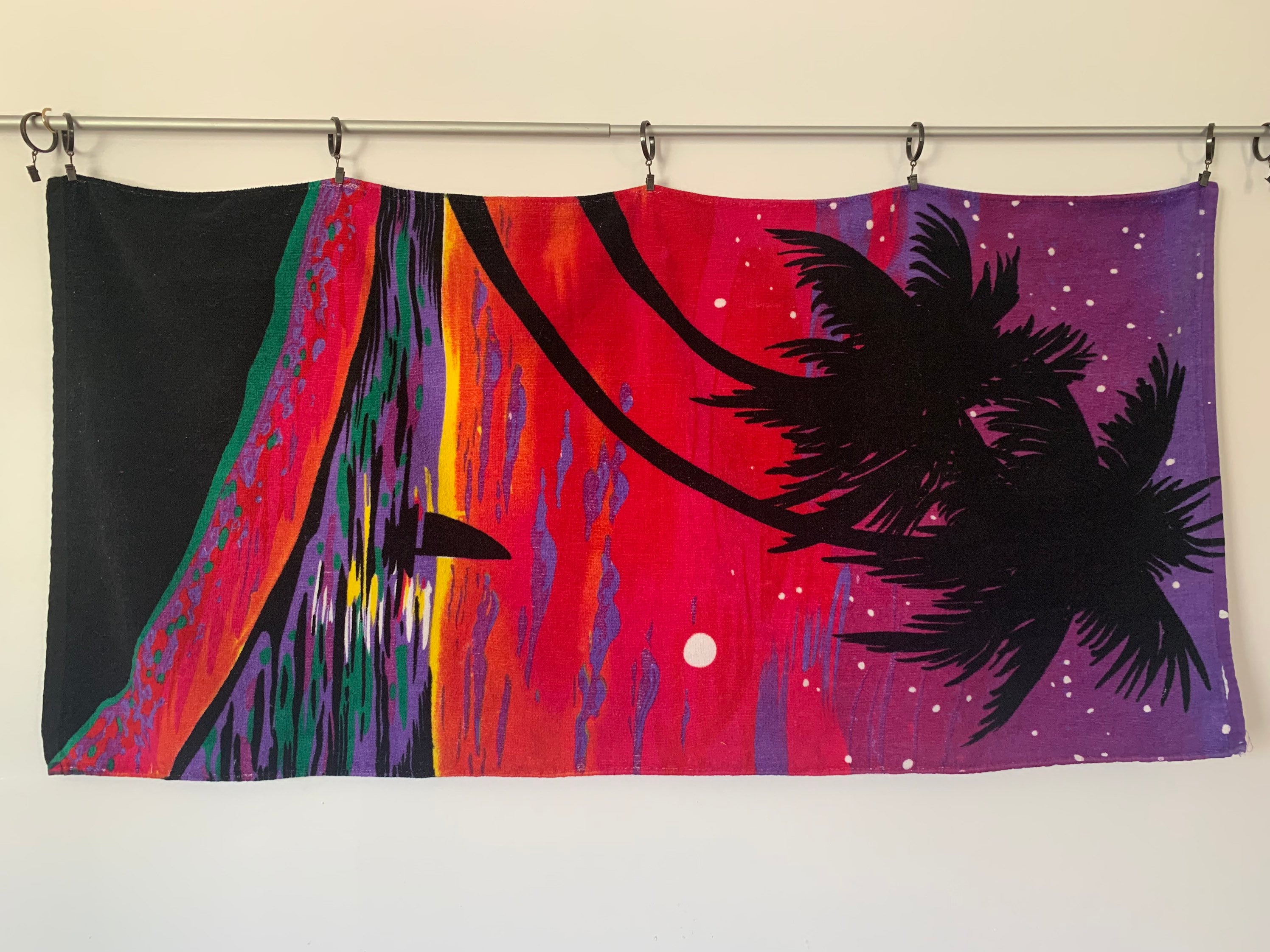 80s Vintage Tropical Sunset Beach Towel / Palms Ocean & Stars - Etsy UK