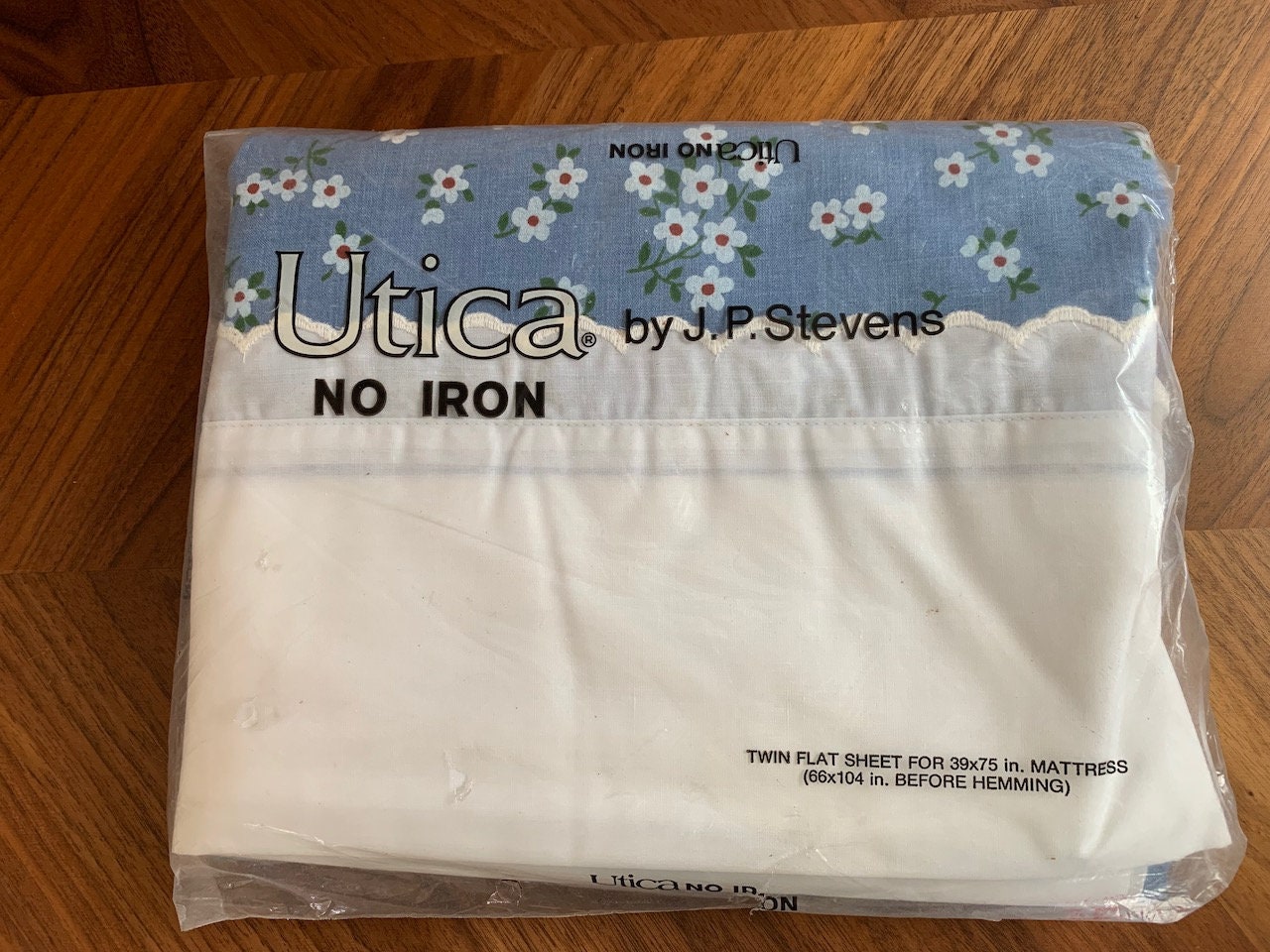 Vintage Utica by JP Stevens Twin Flat Top Sheet / Blue Floral Denim ...