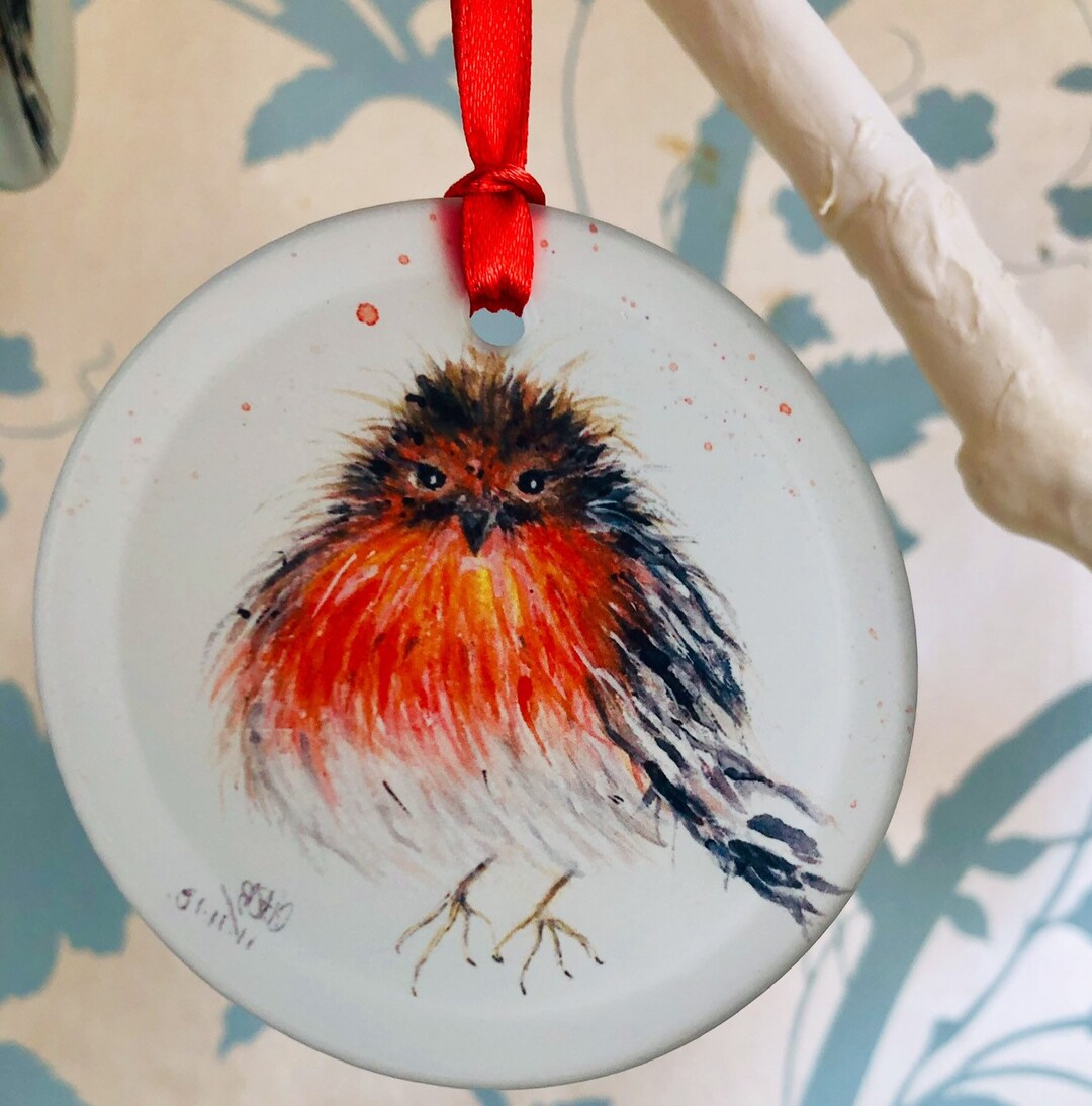 Robin Glass Christmas Tree Decoration, Window Hanging Sun Catcher ...