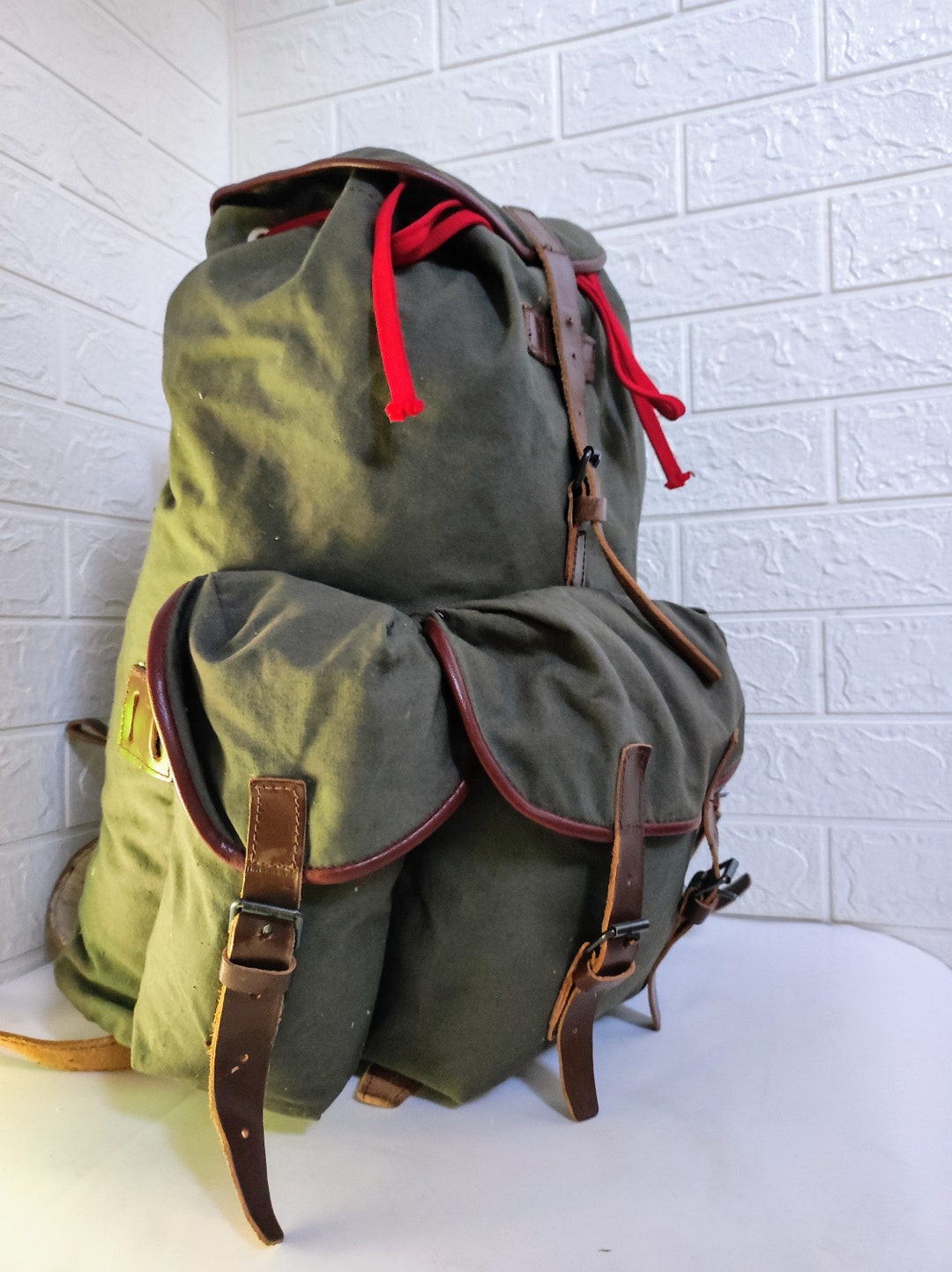 Vintage Backpack/ Green Backpack Old Backpack/ Vintage Rucksack/ Retro ...