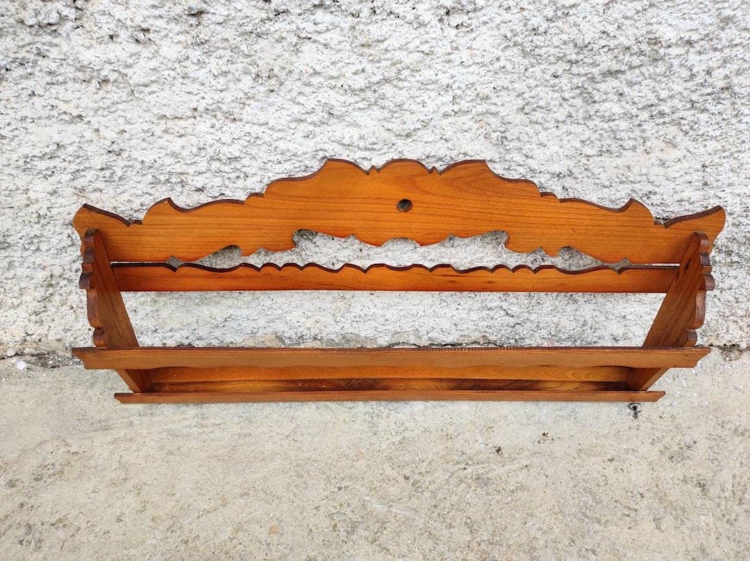 Vintage Wooden Plate Rack/ Retro Wooden Shelf/ Kitchen Decor / Wall ...