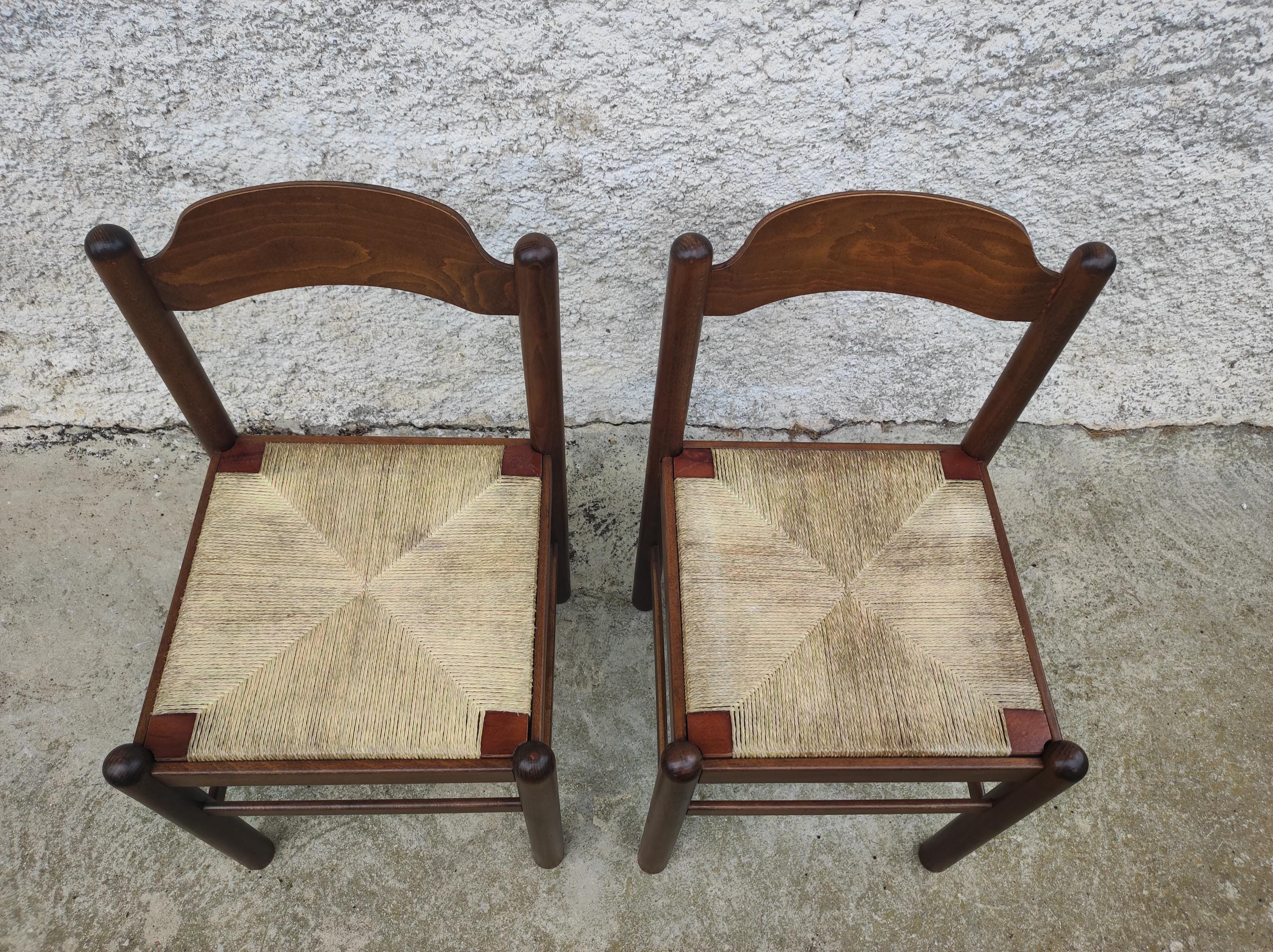 Vintage Pair of Wooden Desk Chairs/ Dining Chairs With Rope Seats ...