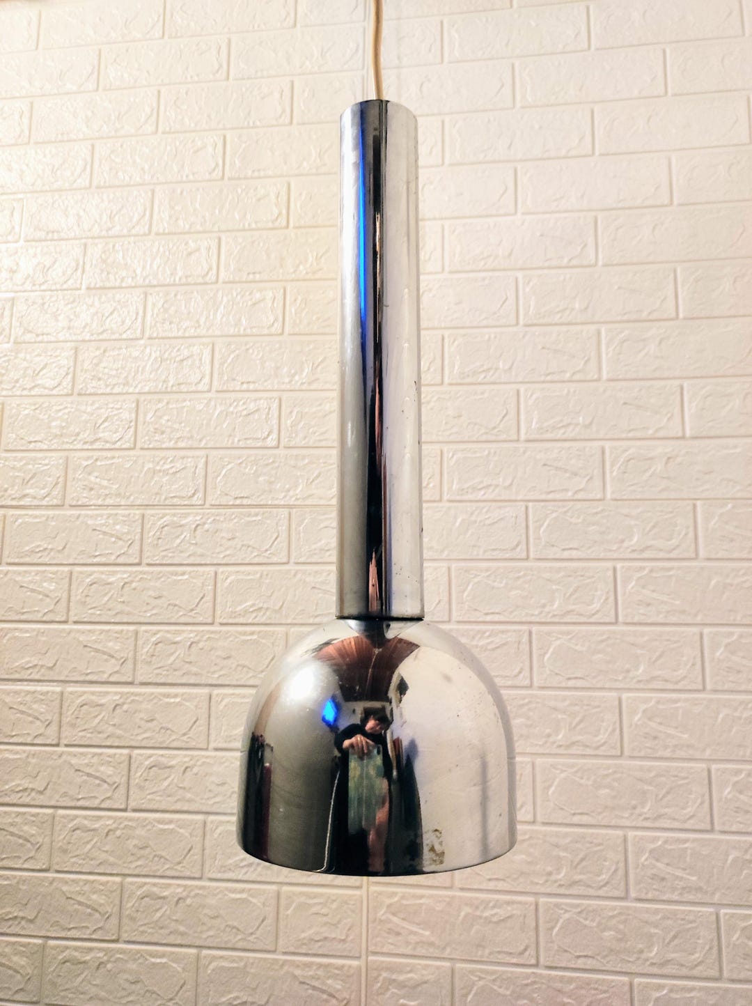 Vintage Pendant Lamp/shiny Silver Metal Ceiling Light /vintage Atomic ...