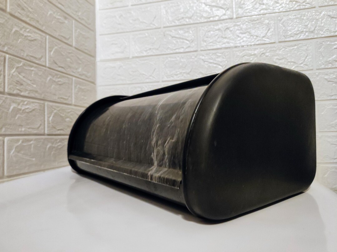 Vintage Bread Storage Box/ Retro Metal Bread Conteiner/ Black Bread Box ...