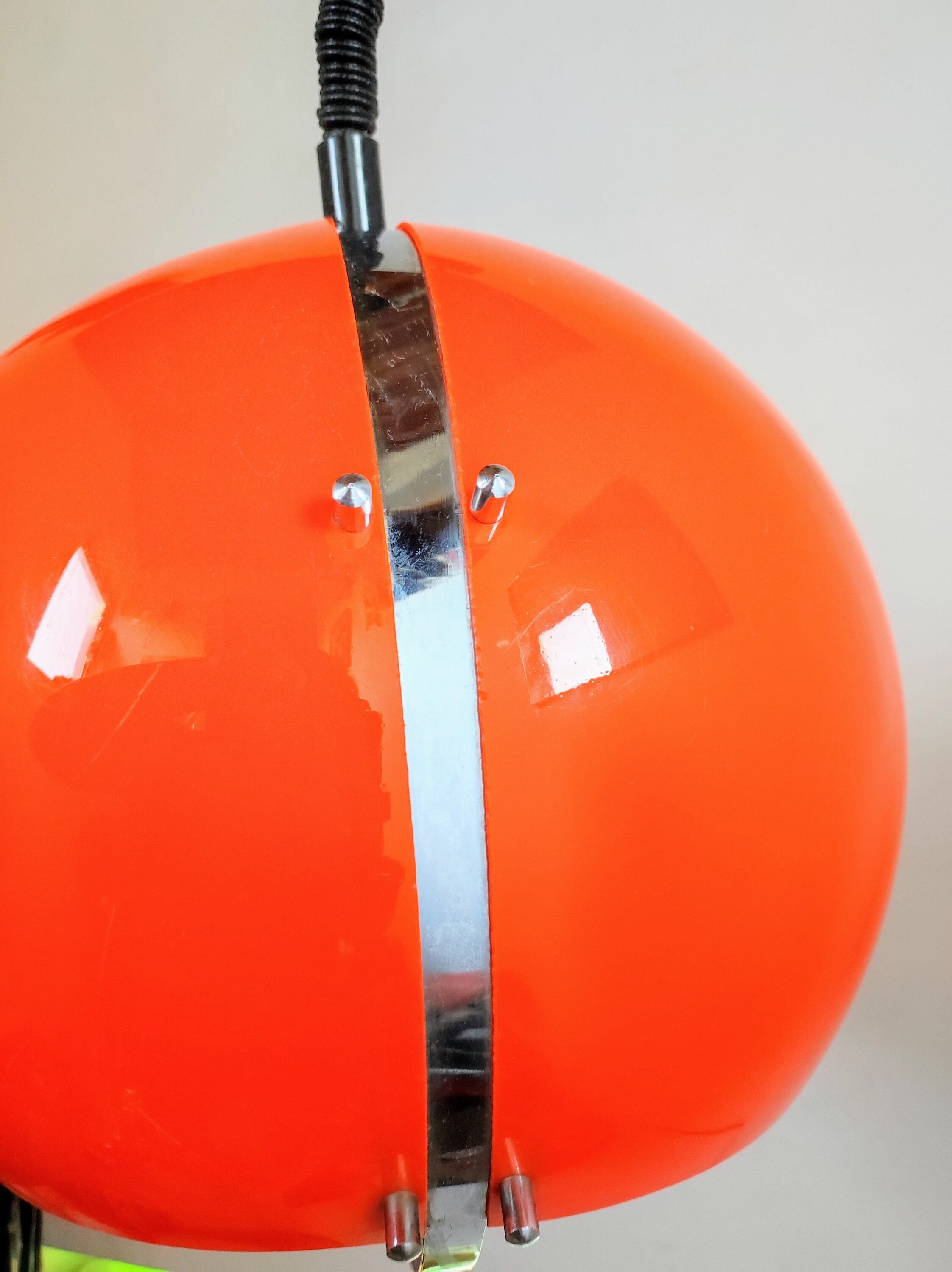 Vintage Orange Light/ Mid Century Modern Polam Meos Style Pendant Lamp ...