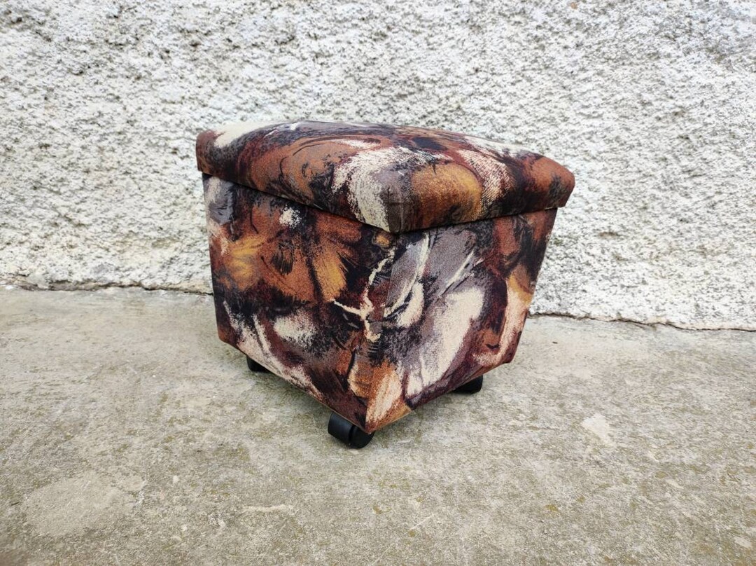 Vintage Mid Century Cushion Stool /mid Century Ottoman / Old Ottoman ...