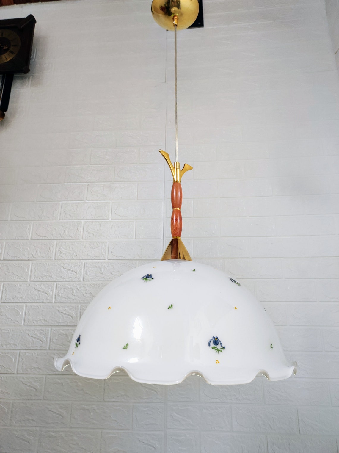 Vintage Modern Ceiling Light/ Glass Pendant Light/ White Hanging Light ...