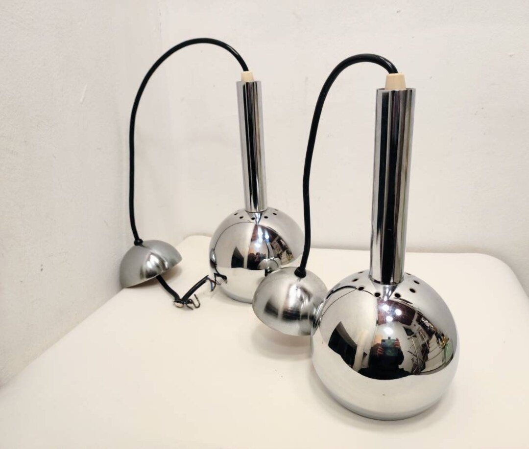 Vintage 1 of 2 MCM Guzzini Chrome Lights/meblo Ceiling Lights/ Pendant ...