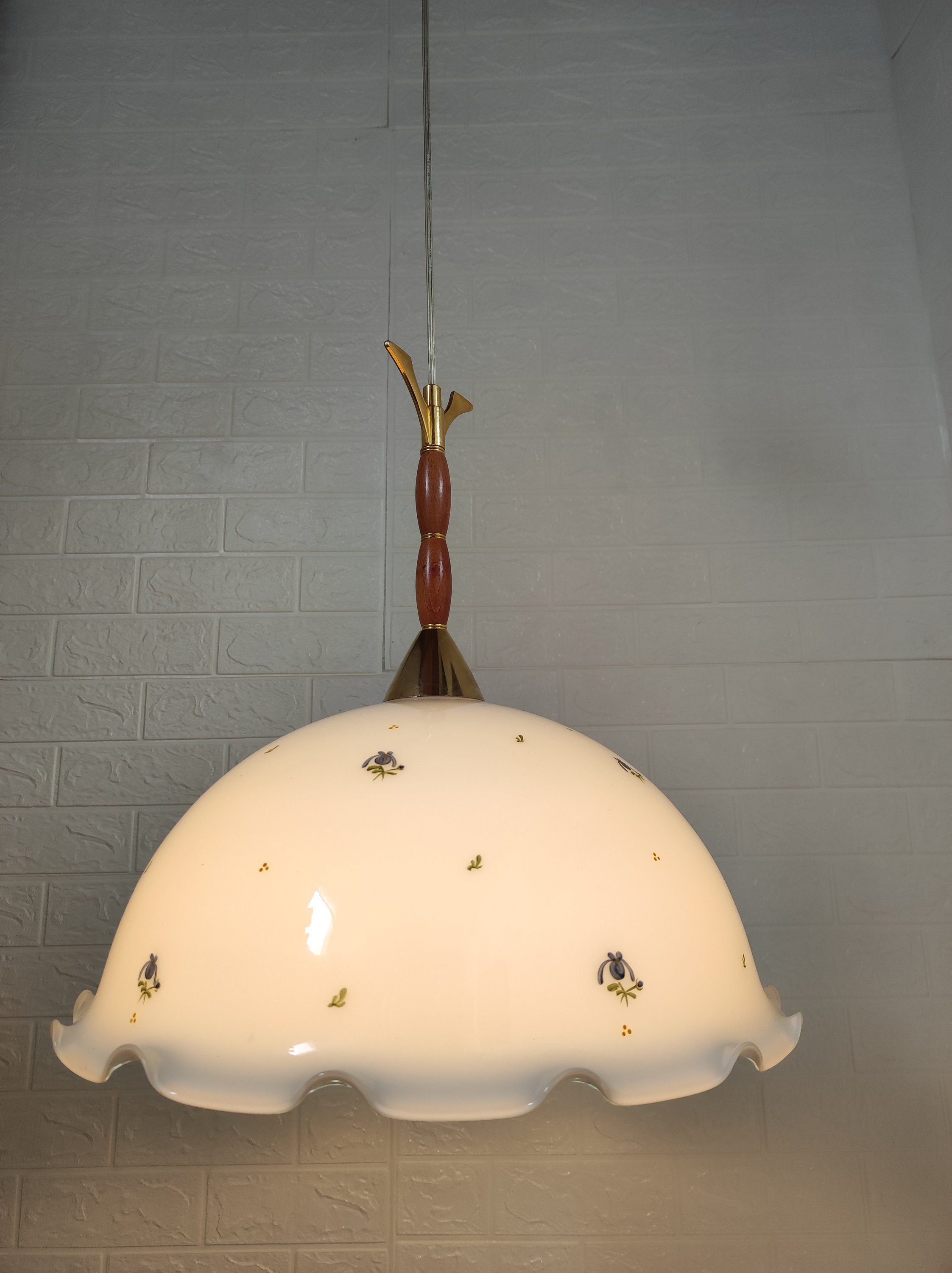 Vintage Modern Ceiling Light/ Glass Pendant Light/ White Hanging Light ...