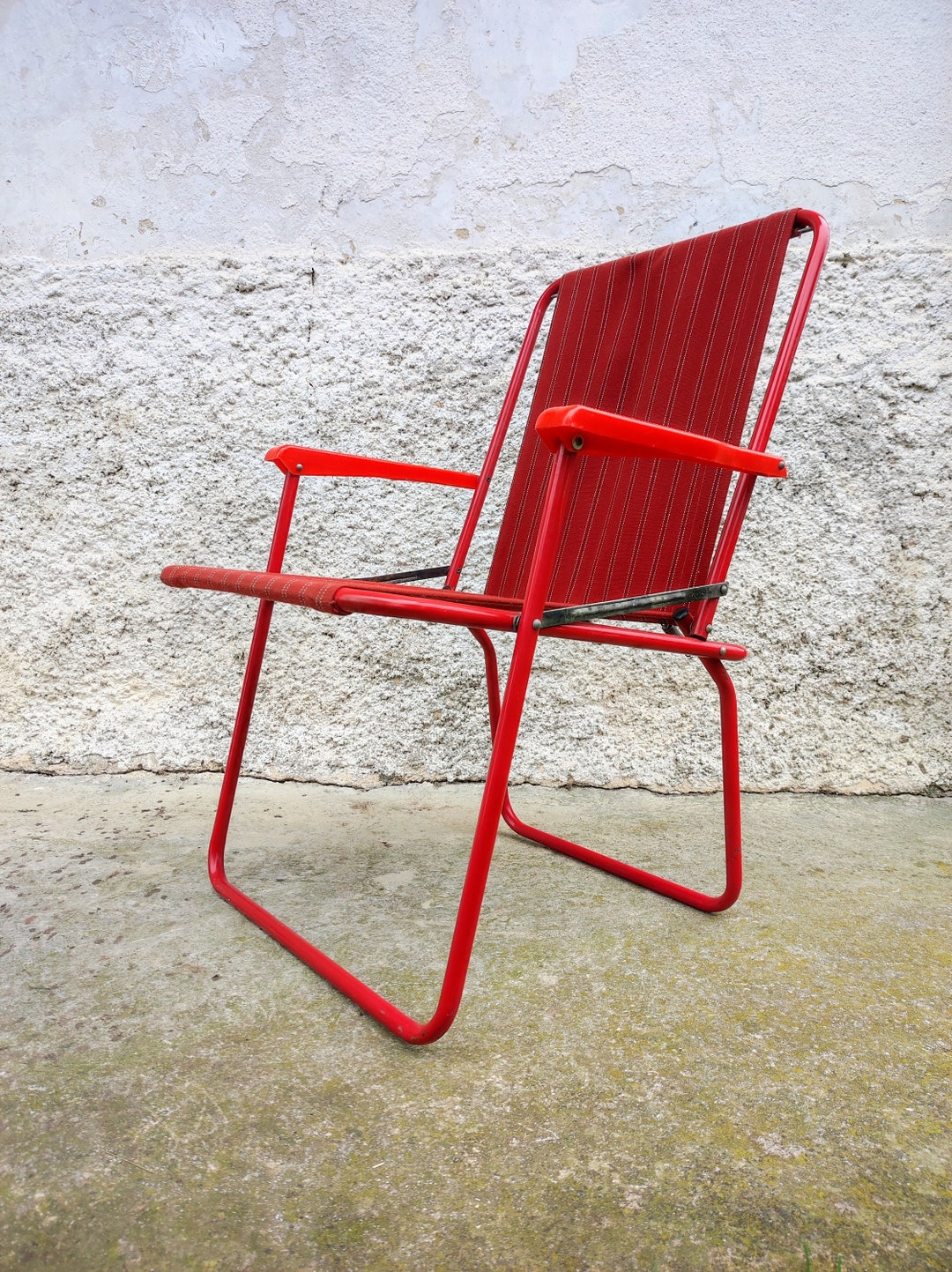 Vintage Picnic Chair / Retro Chair/ Canvas Chair / Metal Folding ...