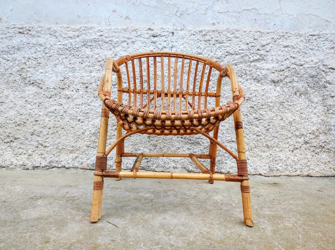 Vintage Rattan Chair/ Retro Egg Wicker Chair/ Boho Style / Balcony ...