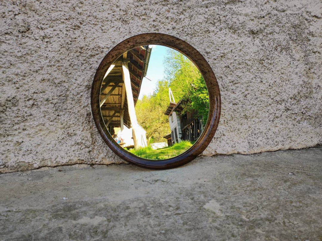 Vintage Mid Century Modern Round Mirror / Plastic Round Mirror / Retro ...