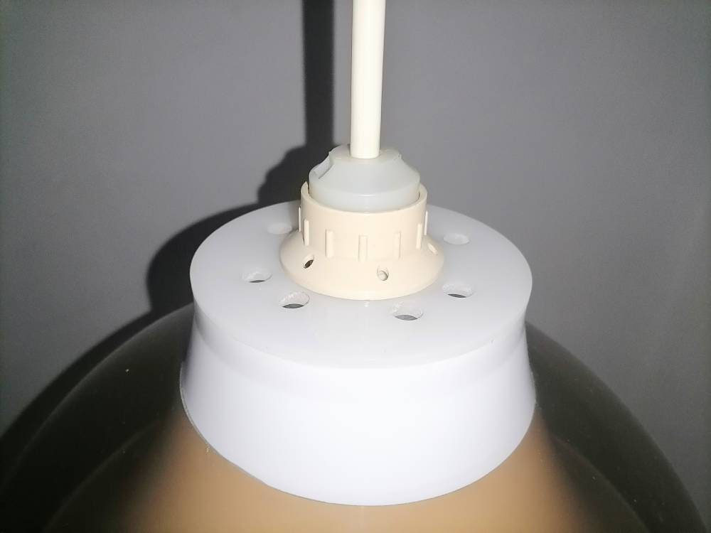 Vintage Ceiling Light/ Plastic Pendant Light/ Brown and White | Etsy