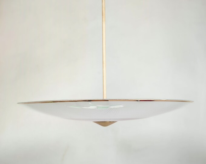 Vintage Glass Saucer Ceiling Light / Mid Century/ Pendant Lamp / Glass ...