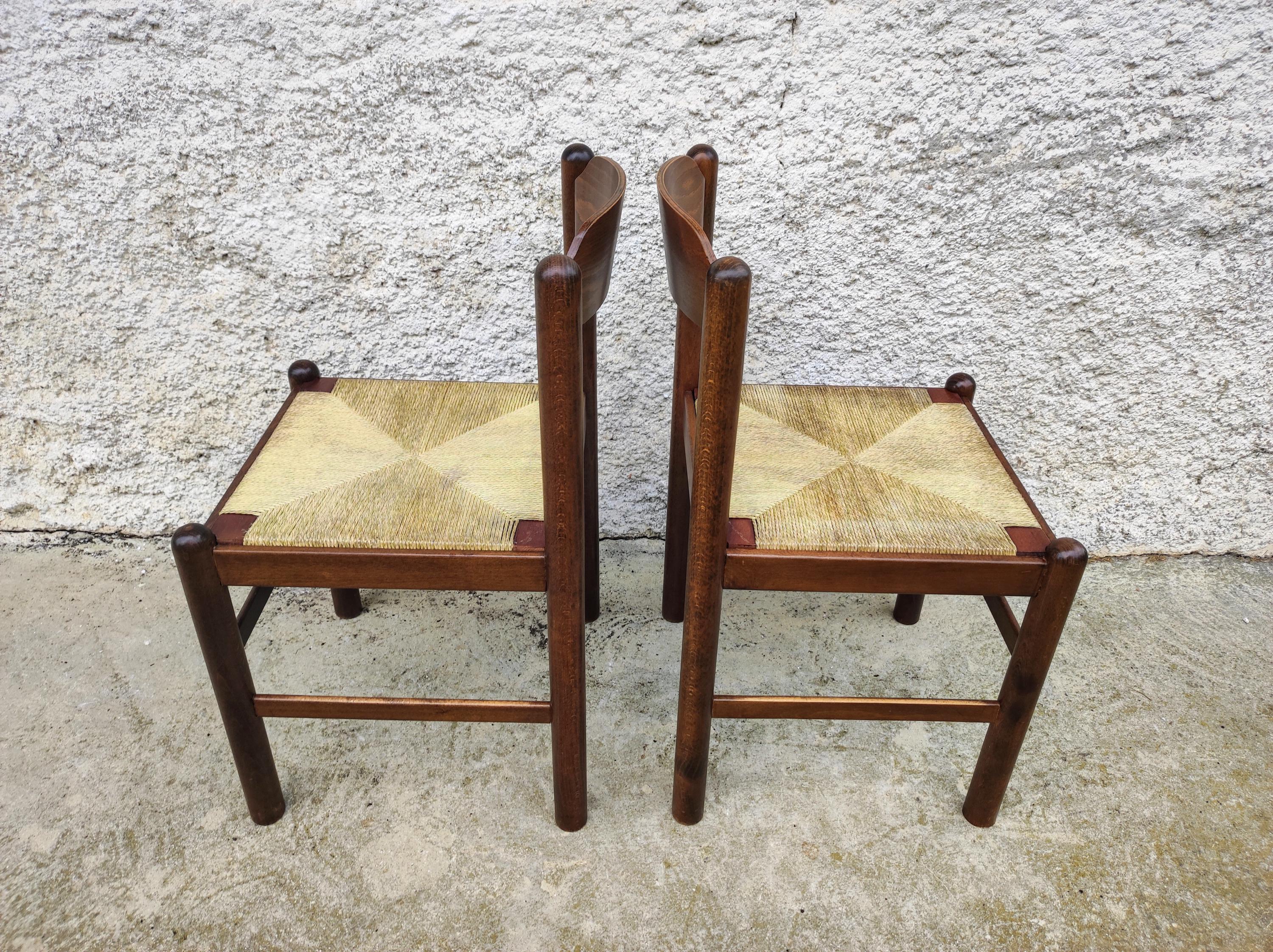 Vintage Pair of Wooden Desk Chairs/ Dining Chairs With Rope Seats ...