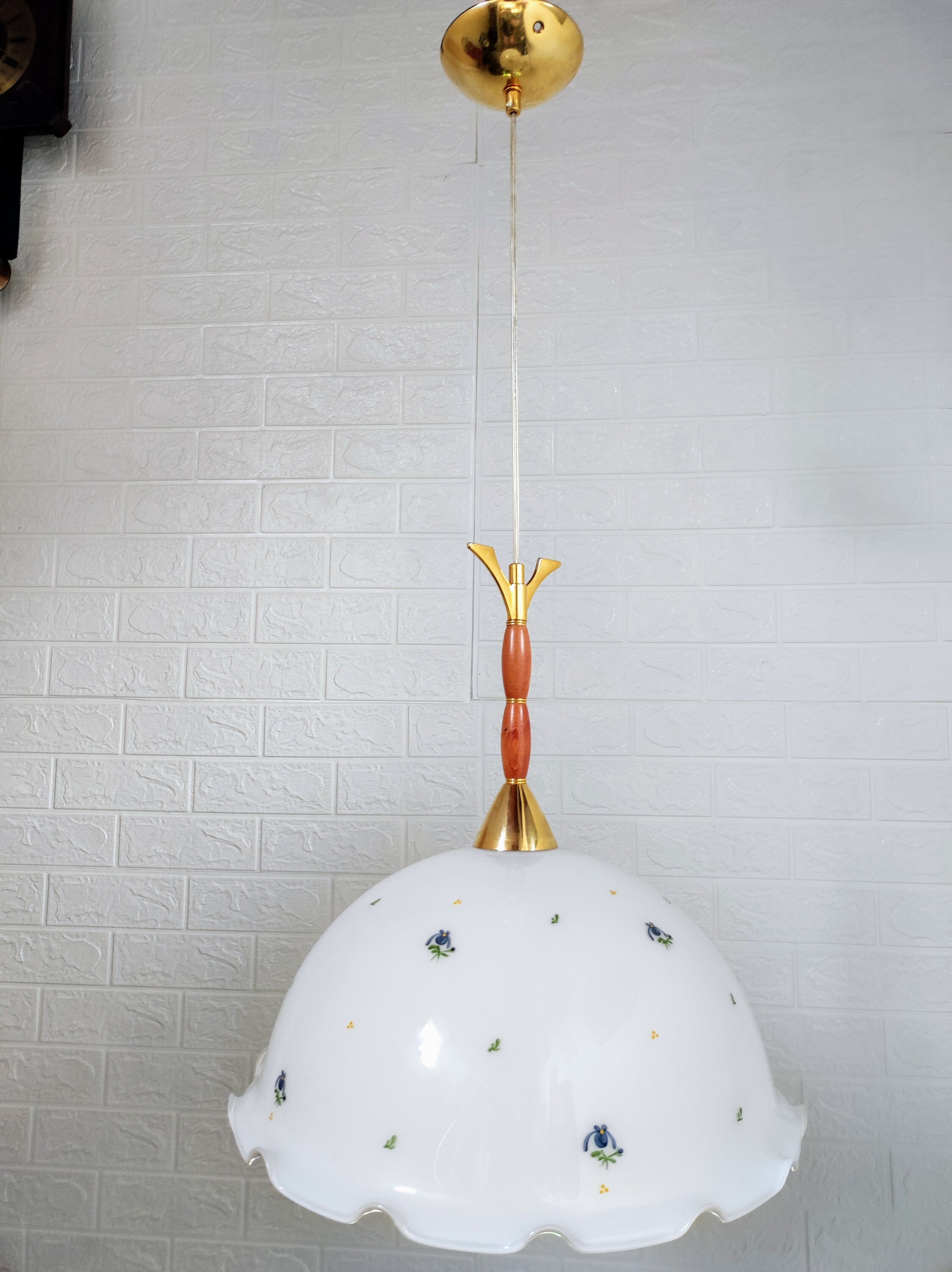 Vintage Modern Ceiling Light/ Glass Pendant Light/ White Hanging Light ...