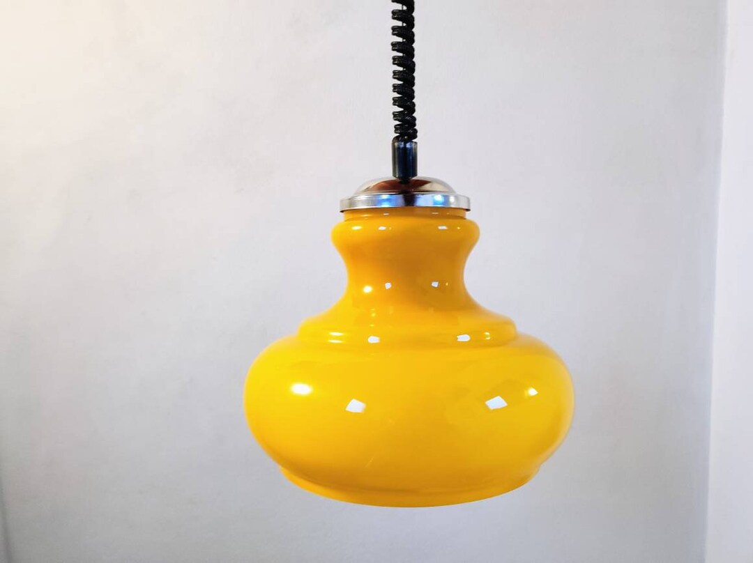 Vintage Adjustable Yellow Ceiling Lamp/ Pendant Light/ Vintage Ceiling ...