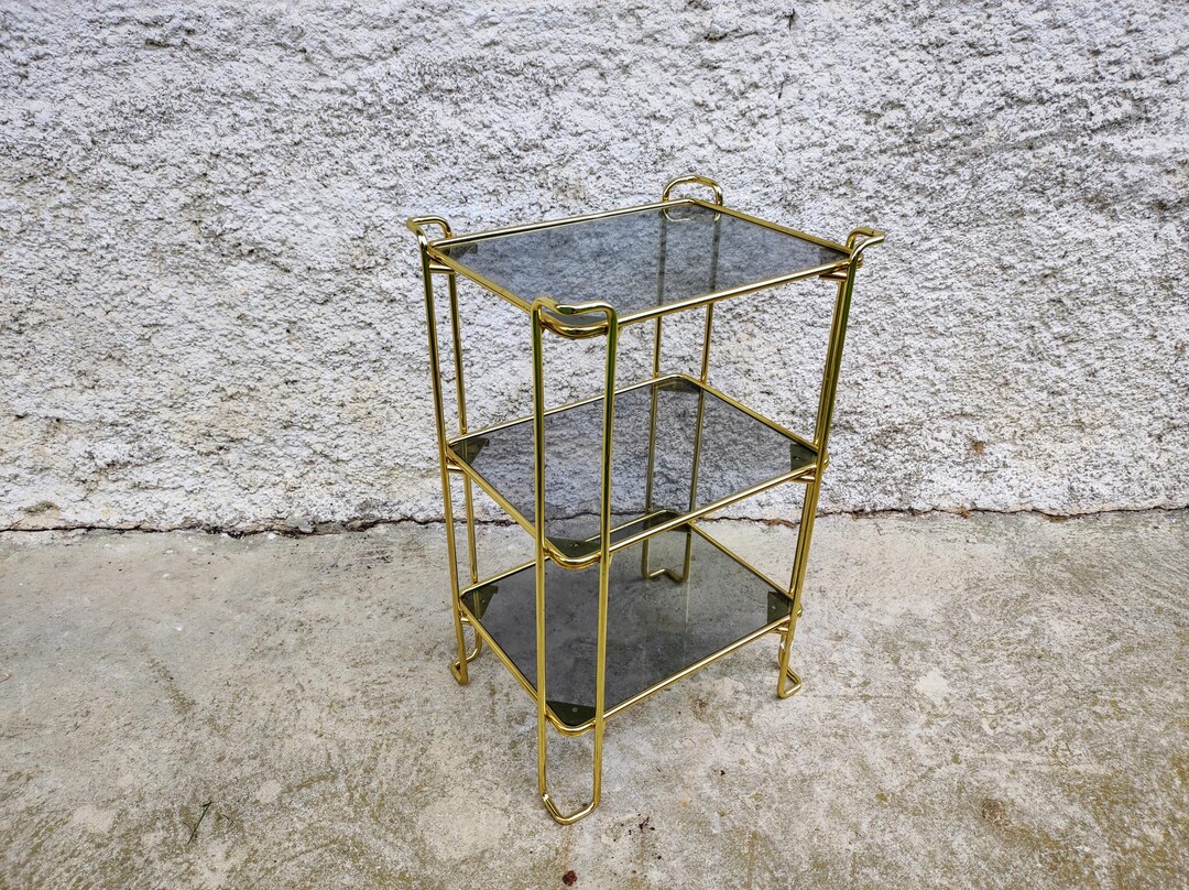 Vintage Metal Coffee Table / Nesting Golden Coffee Table / End Table ...