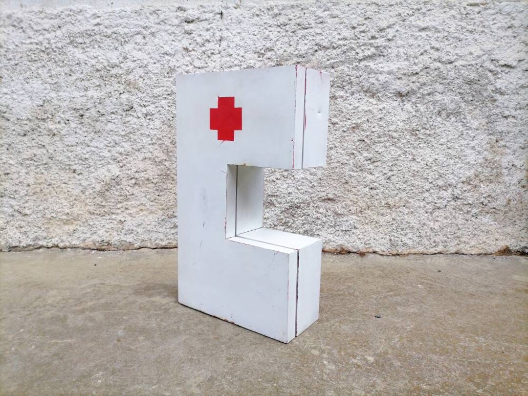 Vintage Ikea Medical Locker / Wall Metal First Aid Cabinet / Red Cross ...