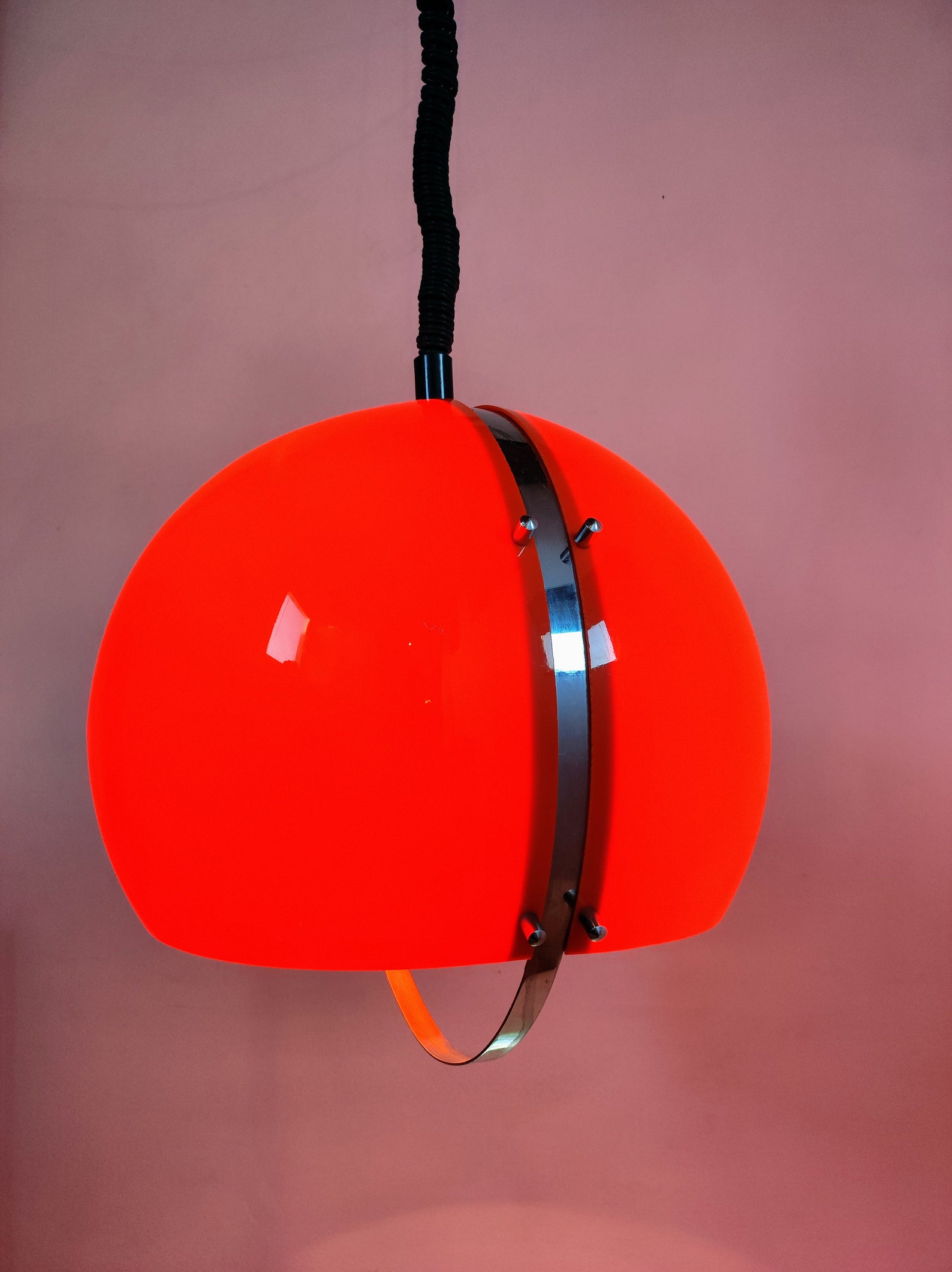 Vintage Orange Light/ Mid Century Modern Polam Meos Style Pendant Lamp ...