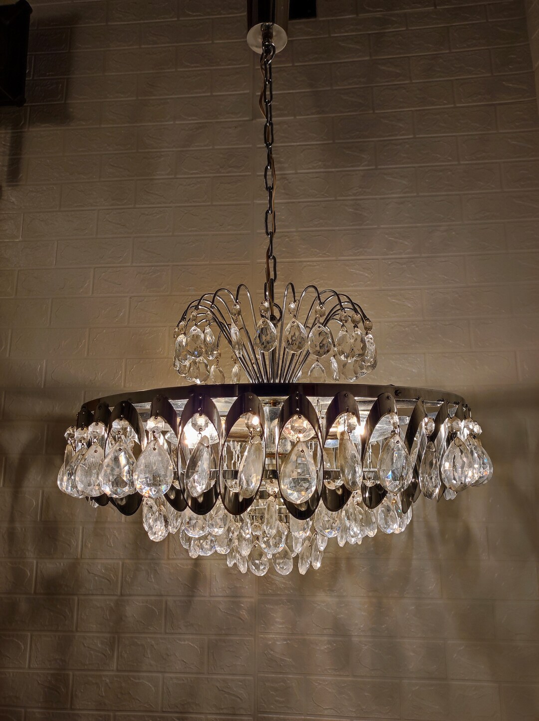 Vintage Crystal Ceiling Light/retro Crystal Ceiling Light/crystal Tear ...