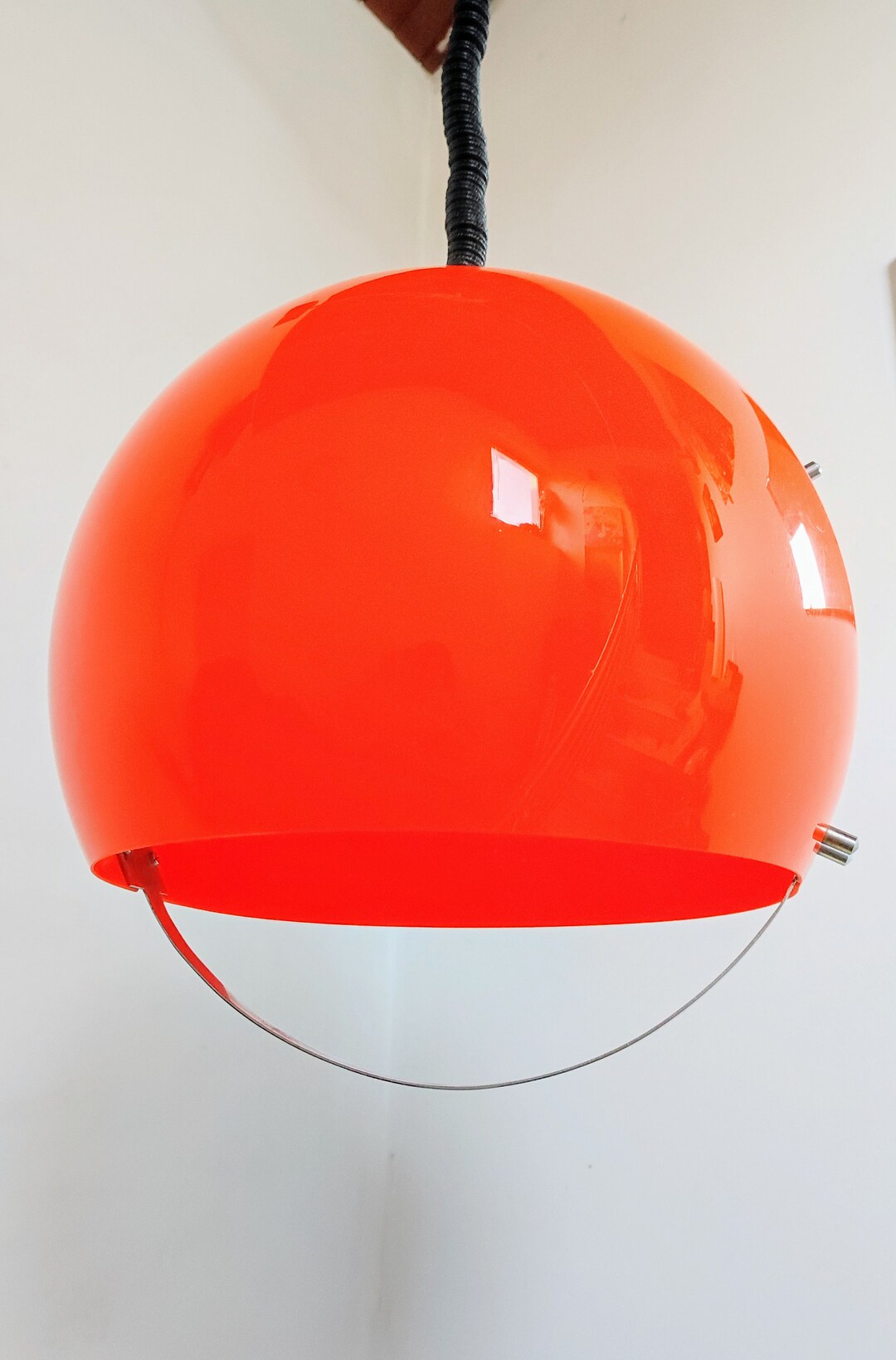 Vintage Orange Light/ Mid Century Modern Polam Meos Style Pendant Lamp ...