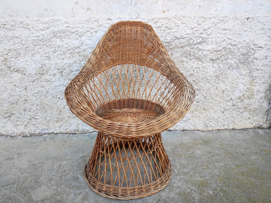 Vintage Wicker Chair/ Retro Rattan Brown Chair/ Vintage Furniture ...