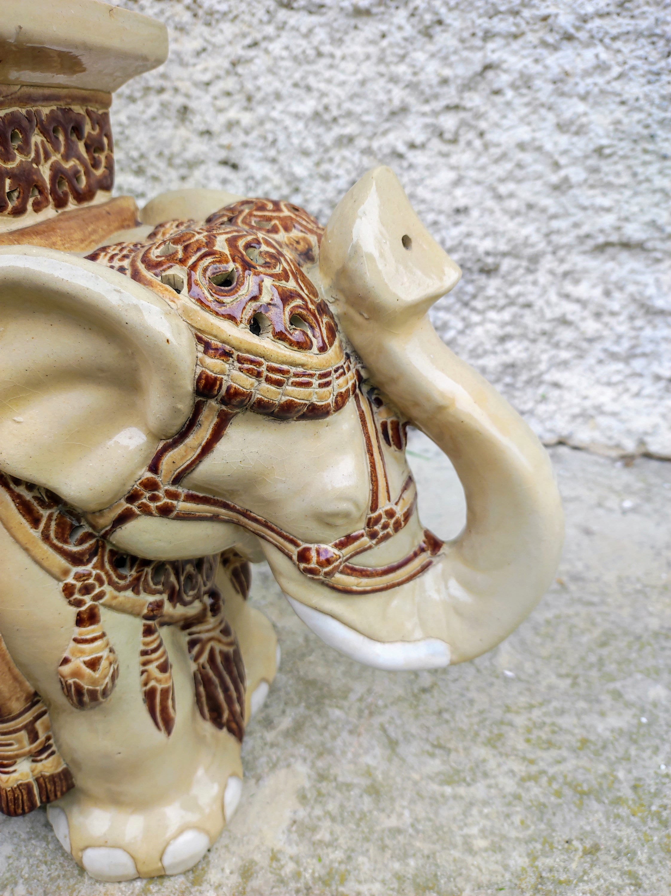 Vintage Ceramic Elephant Statue/ XL Ceramic Elephant/ Plant Stand ...