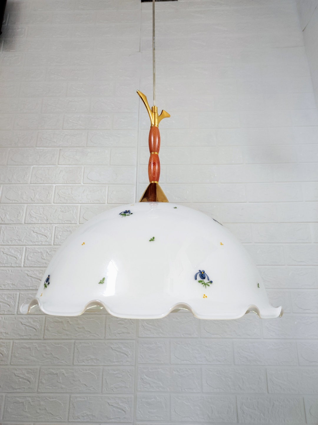 Vintage Modern Ceiling Light/ Glass Pendant Light/ White Hanging Light ...