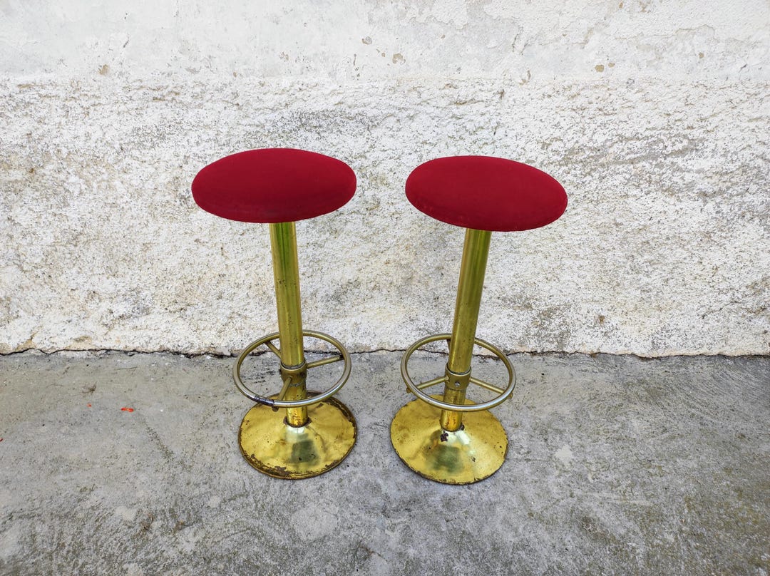 Vintage Pair of Bar Stools/ Pair of Bar Chairs/ Vintage Chairs/ Metal ...
