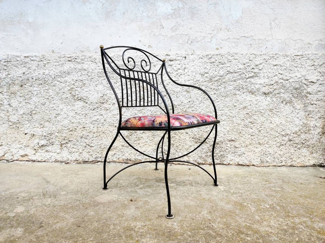 Retro Entryway Chair/ Uphostered Metal Chair/post Modern Chair/ Vintage ...