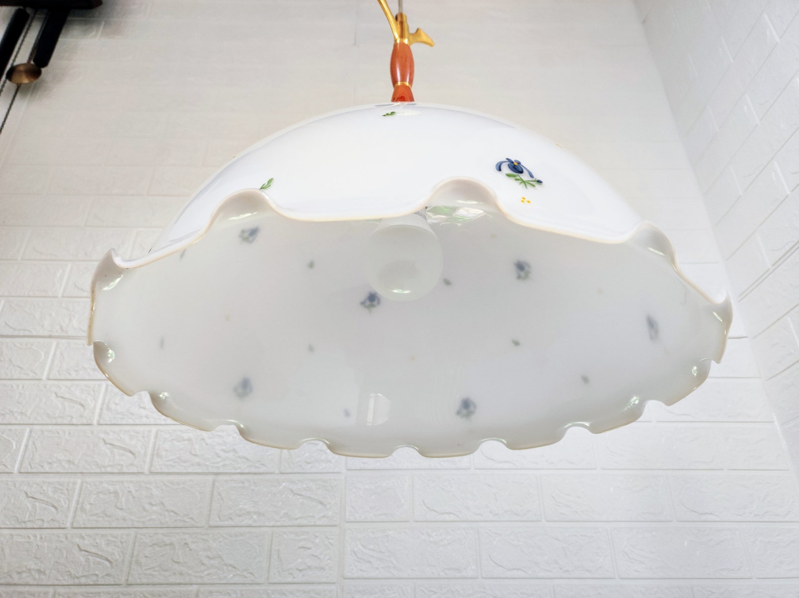 Vintage Modern Ceiling Light/ Glass Pendant Light/ White Hanging Light ...