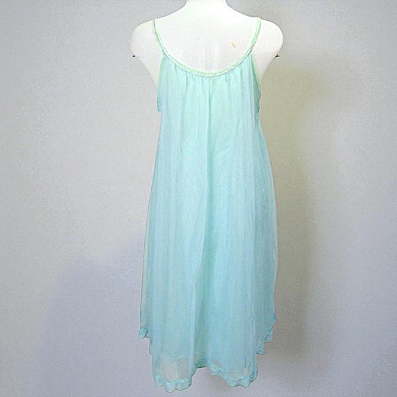 1960s Van Raalte Aqua Chiffon Peignoir Lingerie Set –… - Gem