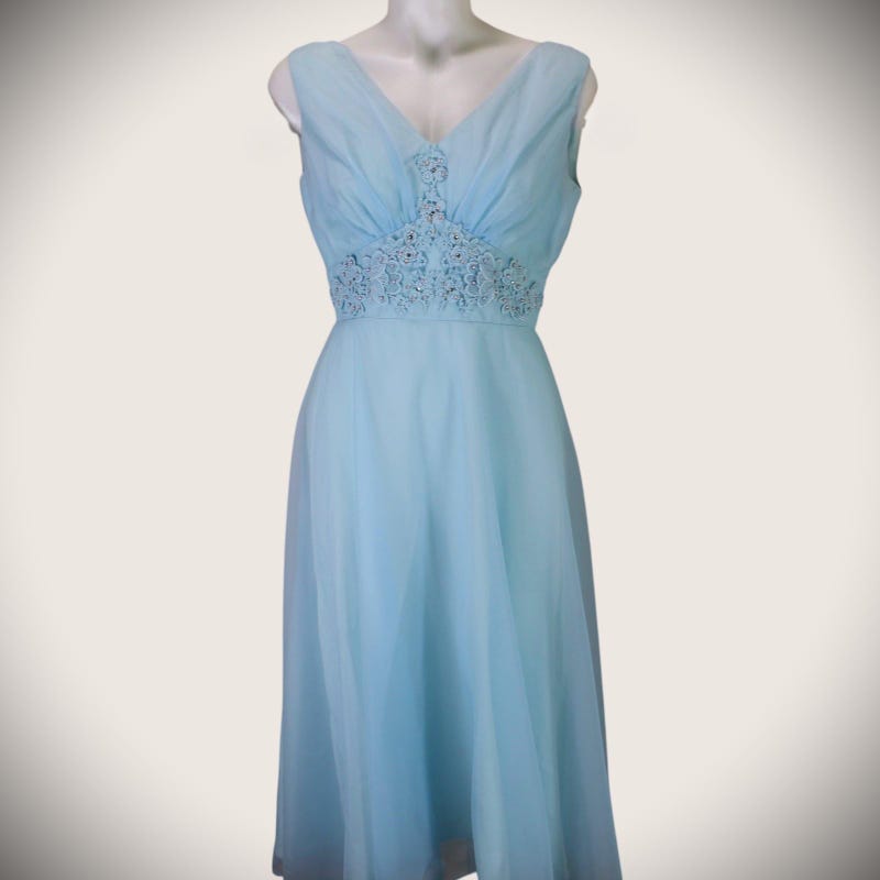 60s Chiffon Empire Dress - Etsy