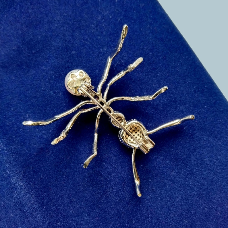 Diamond Ant Brooch, Pink Akoya Pearl Pin, Sparkling CZ Insect Jewelry ...