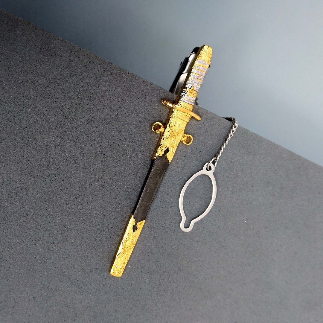 Naval Dagger Tie Clip, Gold and Sterling Silver Tie Bar, Vintage ...