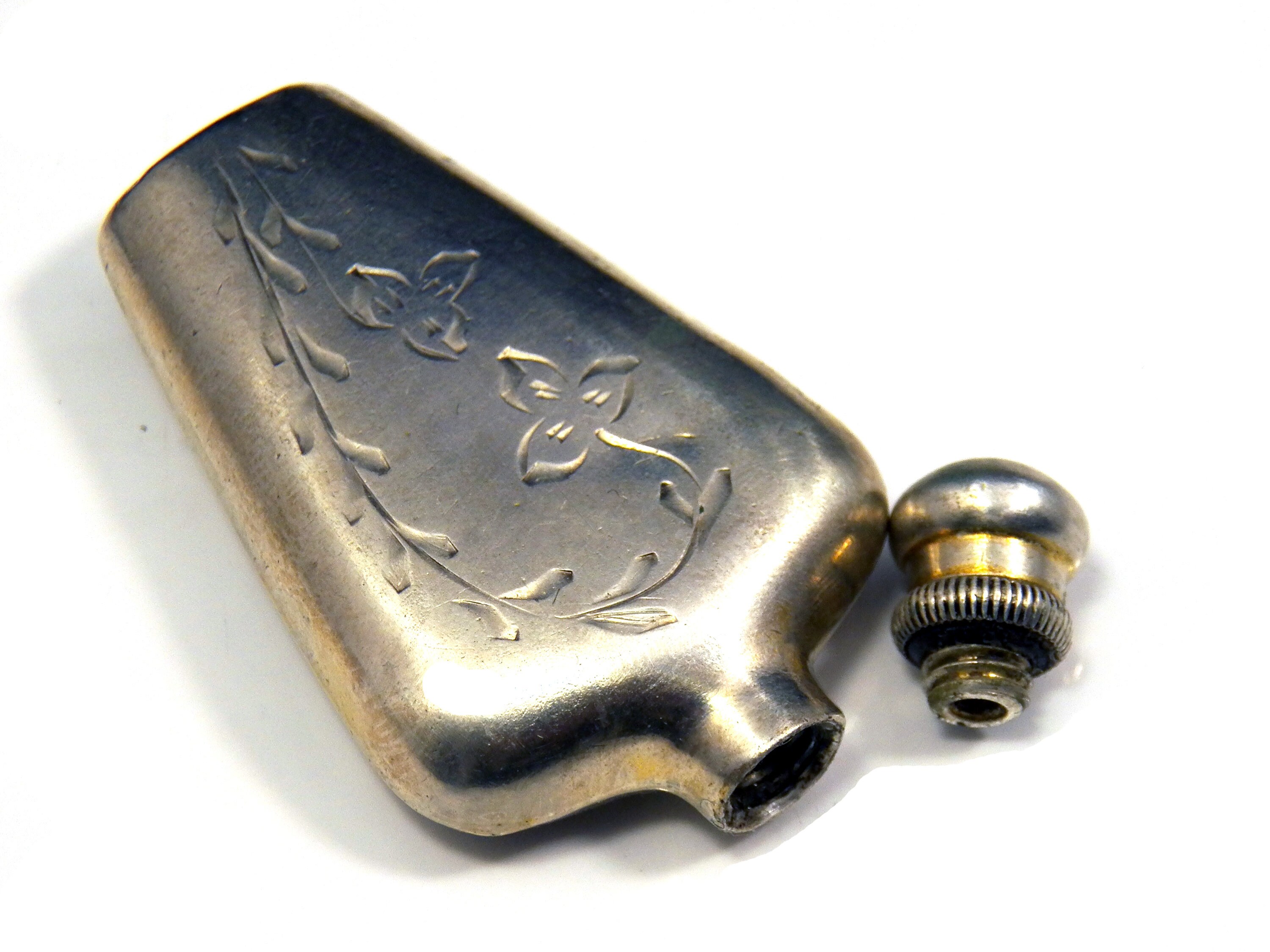 Vintage Perfume Bottle 875 Silver Foliate Engraved Flacon - Etsy