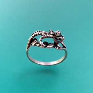 Sculptured Lizard Ring, Sterling Silver Animal CZ Jewelry - Etsy