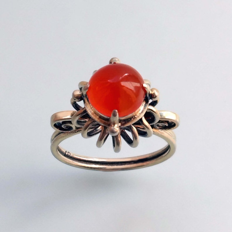 Antique Gilt Silver Carnelian Promise Ring, Unique Handmade Silversmith ...