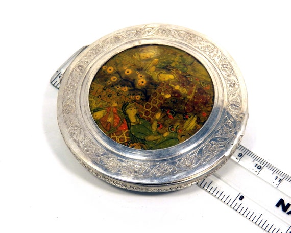 Hand Painted Miniature Enamel Powder Compact, Persian… - Gem