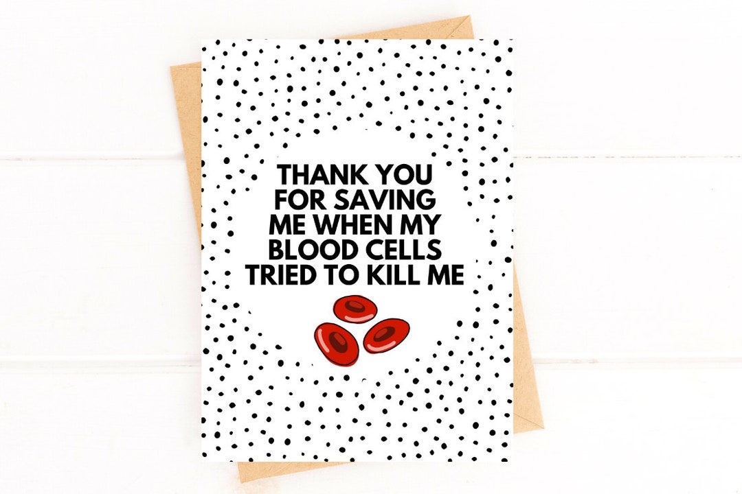 Funny Leukemia Oncologist Thank You Card Doctor Thank You Card Blood ...
