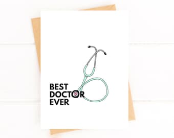 Best Doctor Ever Card Cute Doctor Card Best Doctor Thank You | Etsy