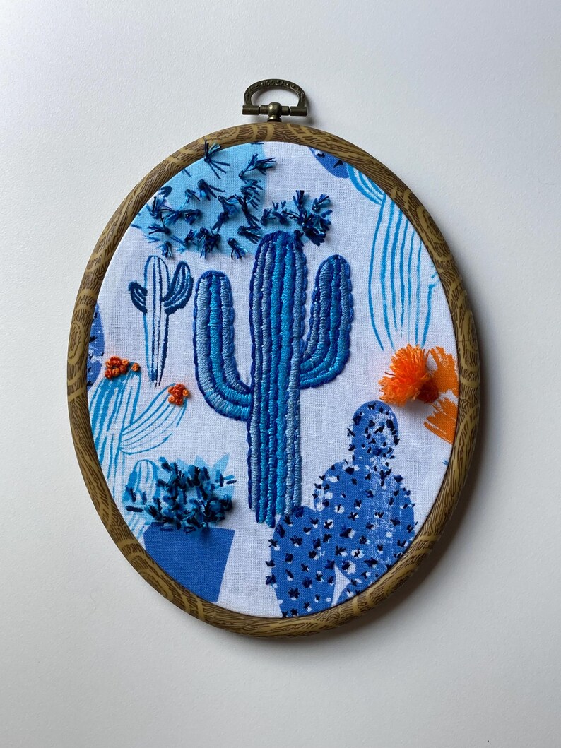 Cactus Hand-embroidered Wall Art “surrounded by Pricks” - Etsy